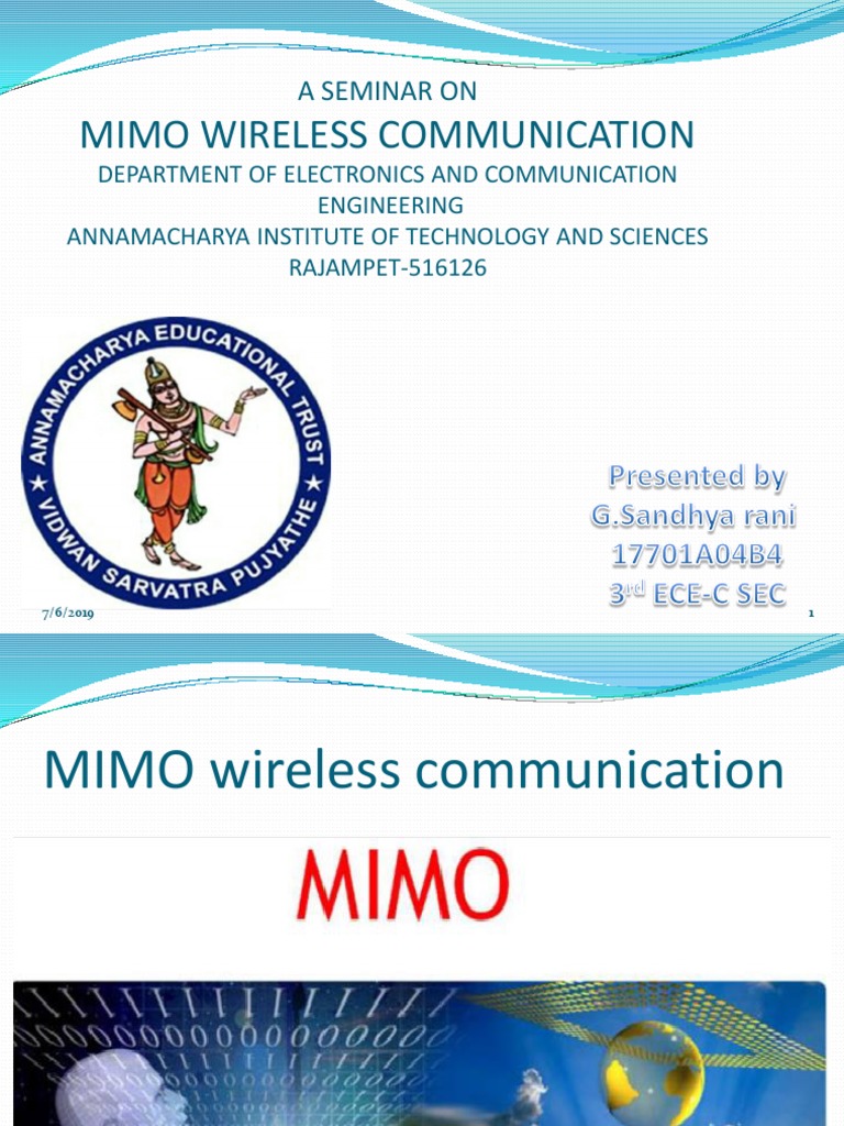 Mimo Wireless Communication: A Seminar On | PDF | Mimo | Multiplexing