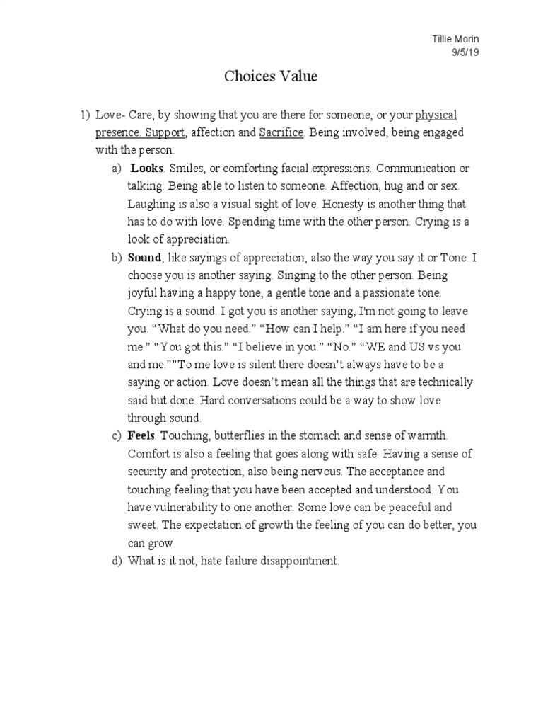 Choices Value | PDF | Love | Behavioural Sciences