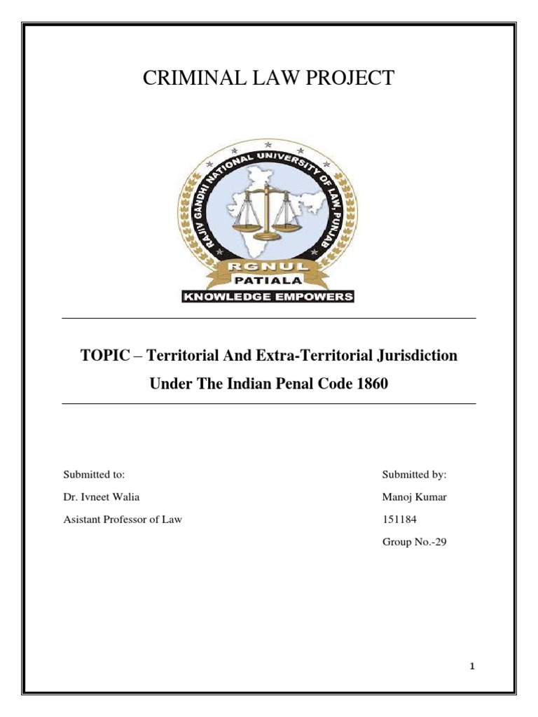 CRIMINAL LAW PROJECT TOPIC Territorial A | PDF | Crime & Violence ...