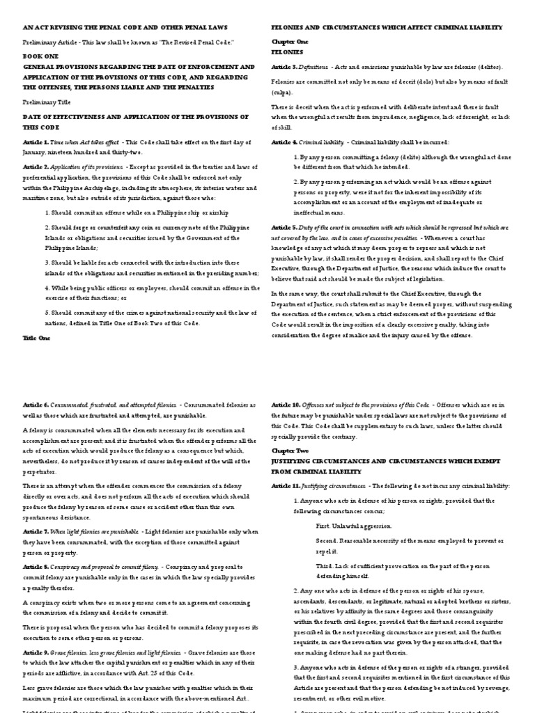 Revised Penal Code | PDF | Pardon | Crime & Violence