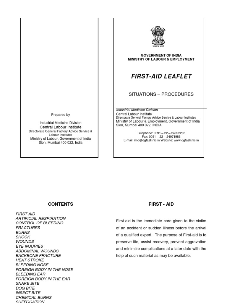 First Aid Leaflet | PDF | First Aid | Cardiopulmonary Resuscitation