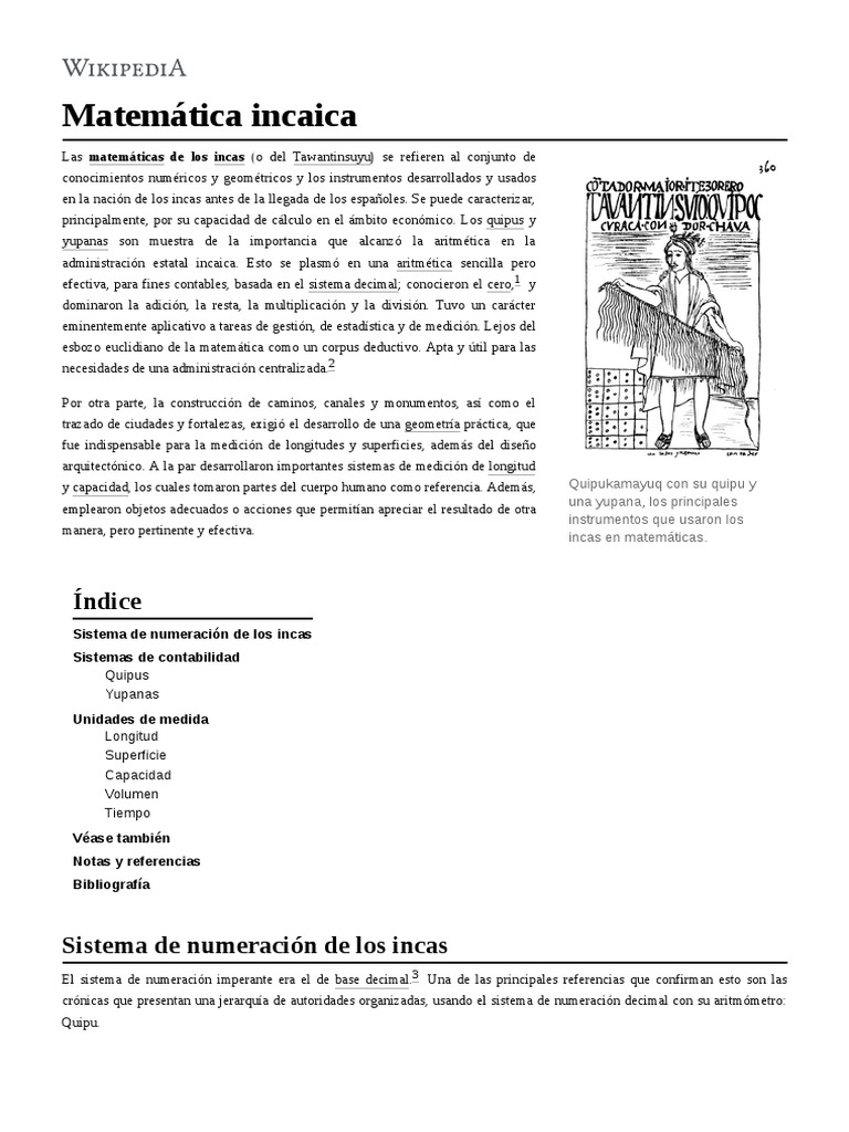 Matemática incaica: Índice | Imperio Inca | Física y matemáticas
