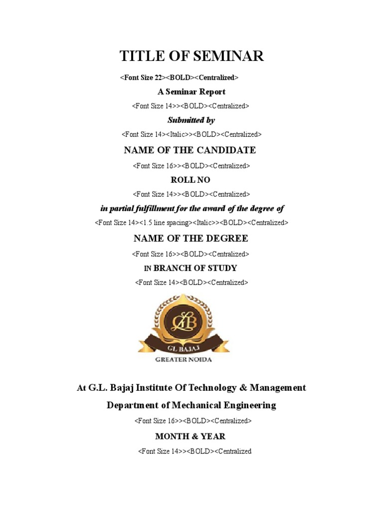 Title of Seminar: Name of The Candidate | PDF