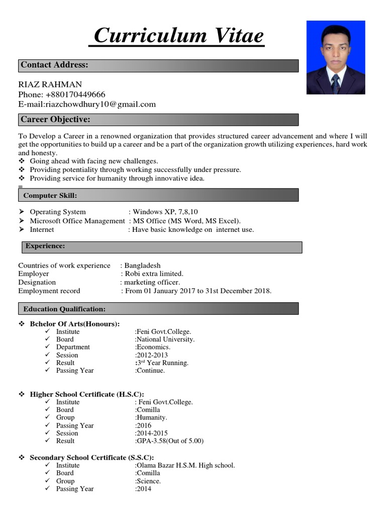 Curriculum Vitae: Riaz Rahman Phone: +880170449666 | PDF | Business