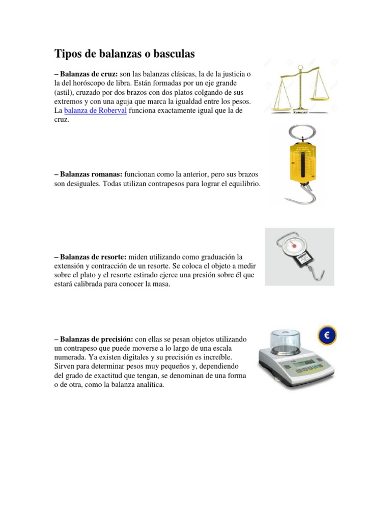 Tipos de Balanzas y Sus Nombres | PDF | Métodos y materiales de ...