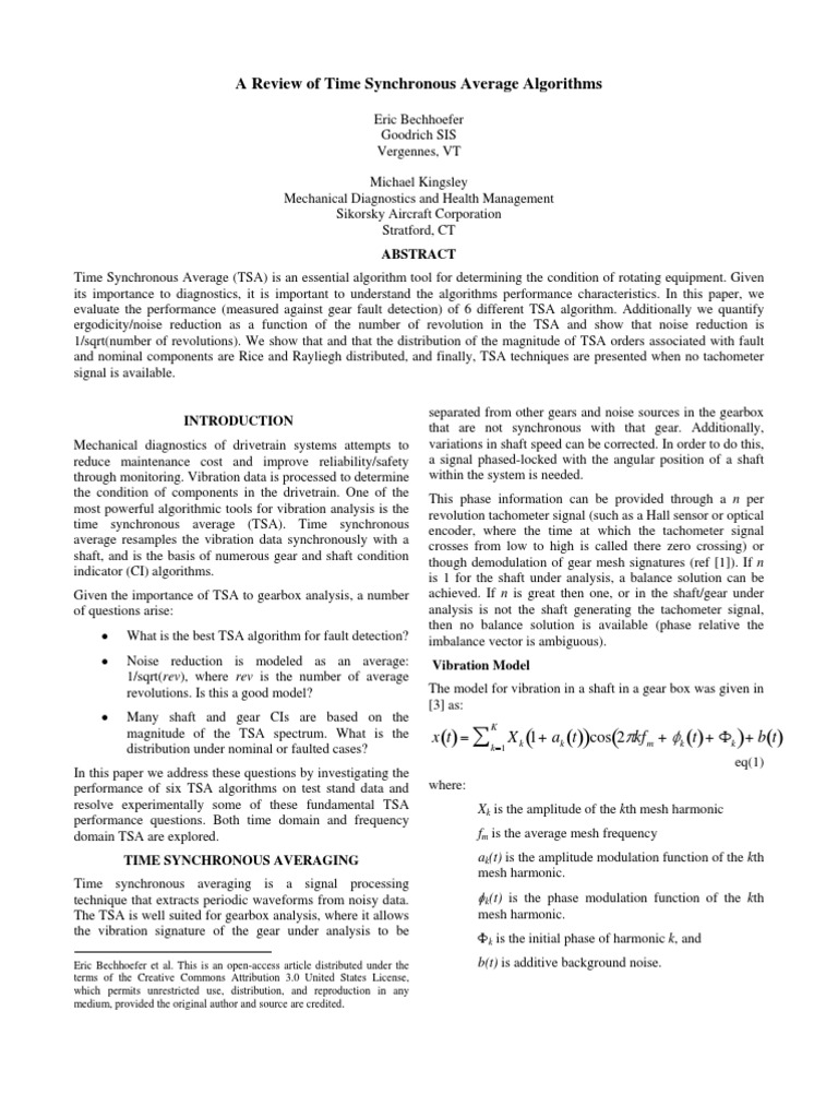 A Review of Time Synchronous Average Algorithm | PDF | Interpolation | Discrete Fourier Transform