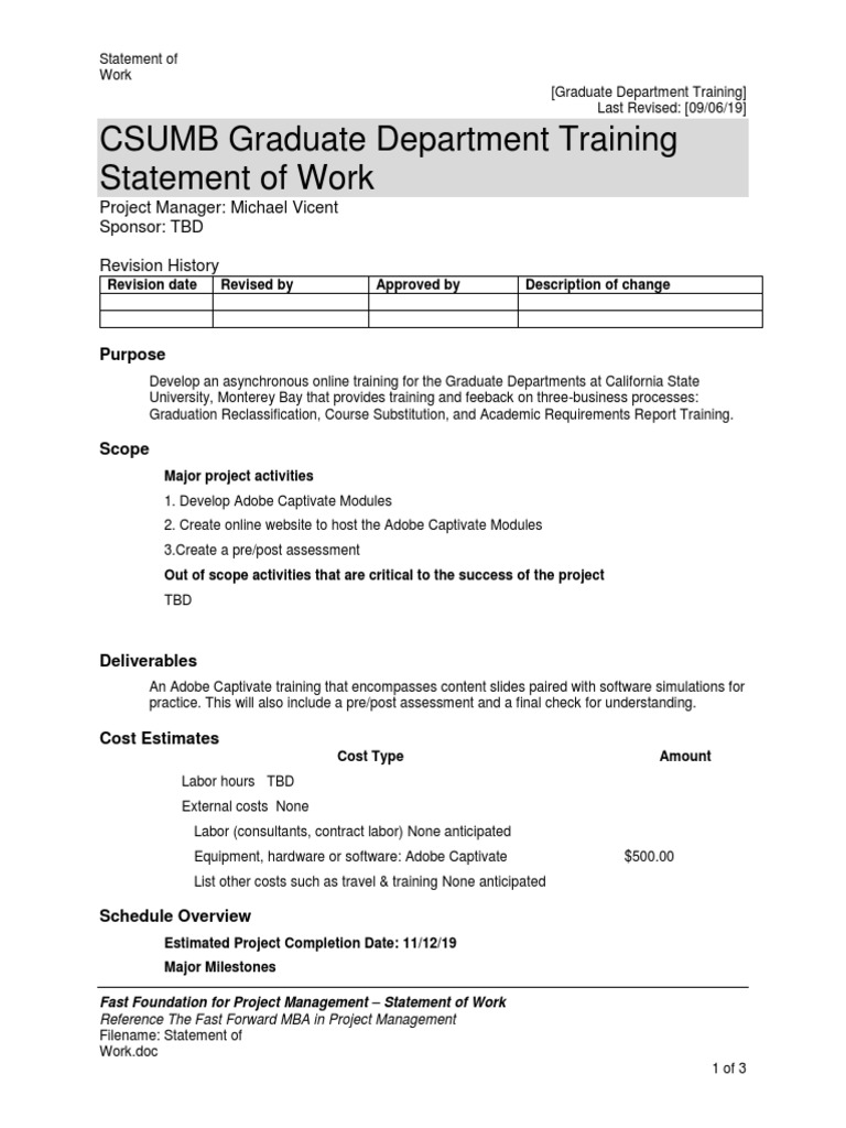 Statement of Work | PDF | Project Management | Usability