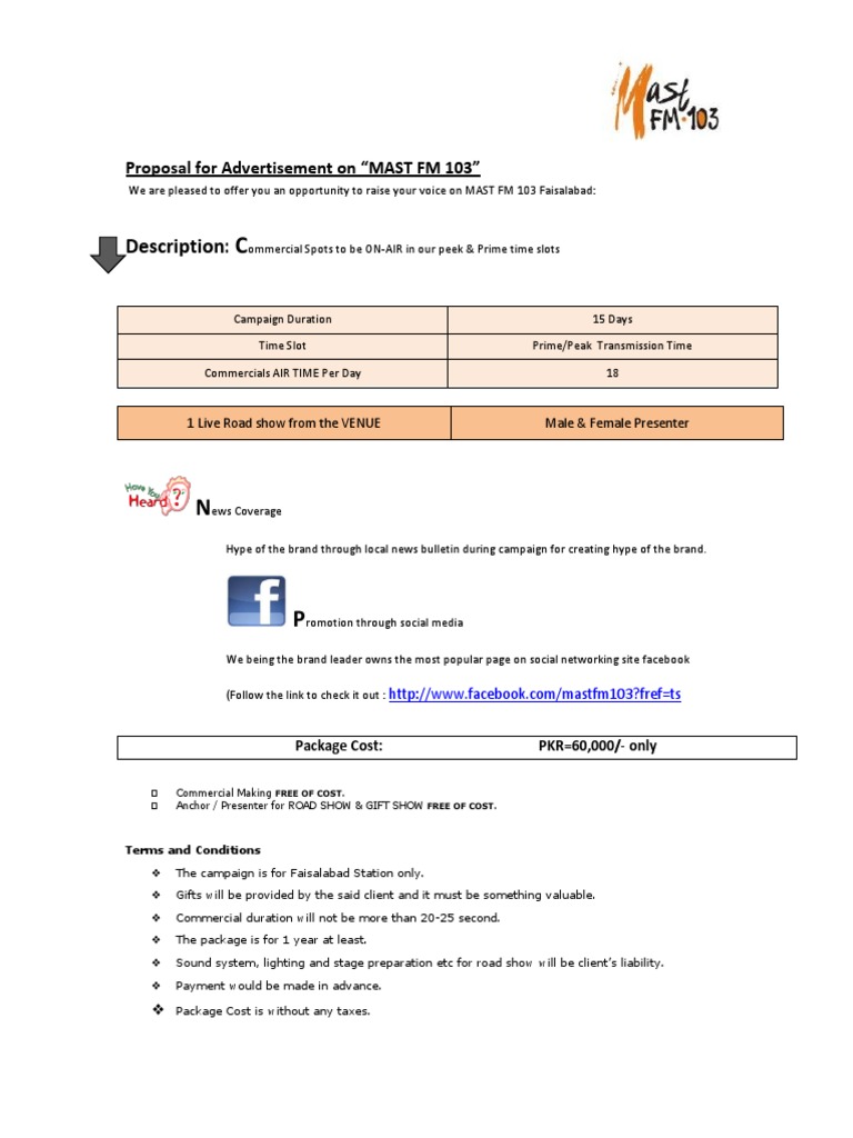 MAST FM 103 Advertising Proposal | PDF