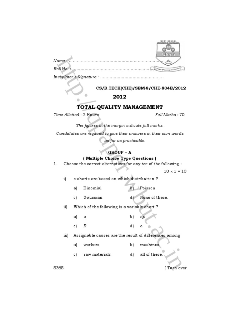 HT TP: //qpa Pe R.W But .Ac .In: 2012 Total Quality Management | PDF | Statistics | Statistical ...