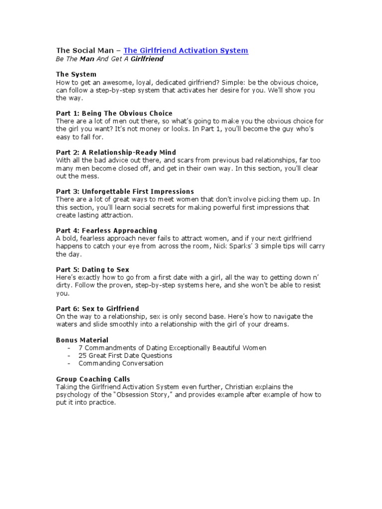The Girlfriend Activation System PDF | PDF