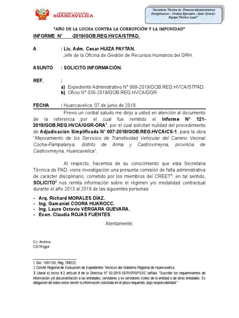 INFORME SOLICITANDO INFORMACION