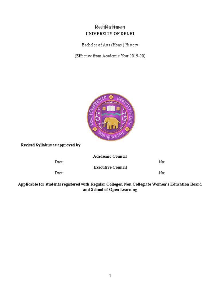 Final Ba Honours History Syllabus 2019-Ugc Locf Revised 26 July 2019 ...