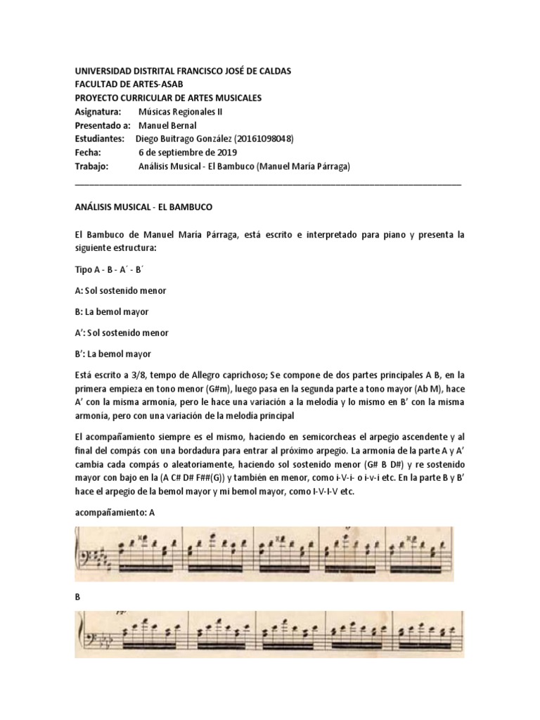 Músicas Regionales II - Análisis Bambuco Aires Nacionales Neogranadinos Op. 14 | PDF | Ritmo ...