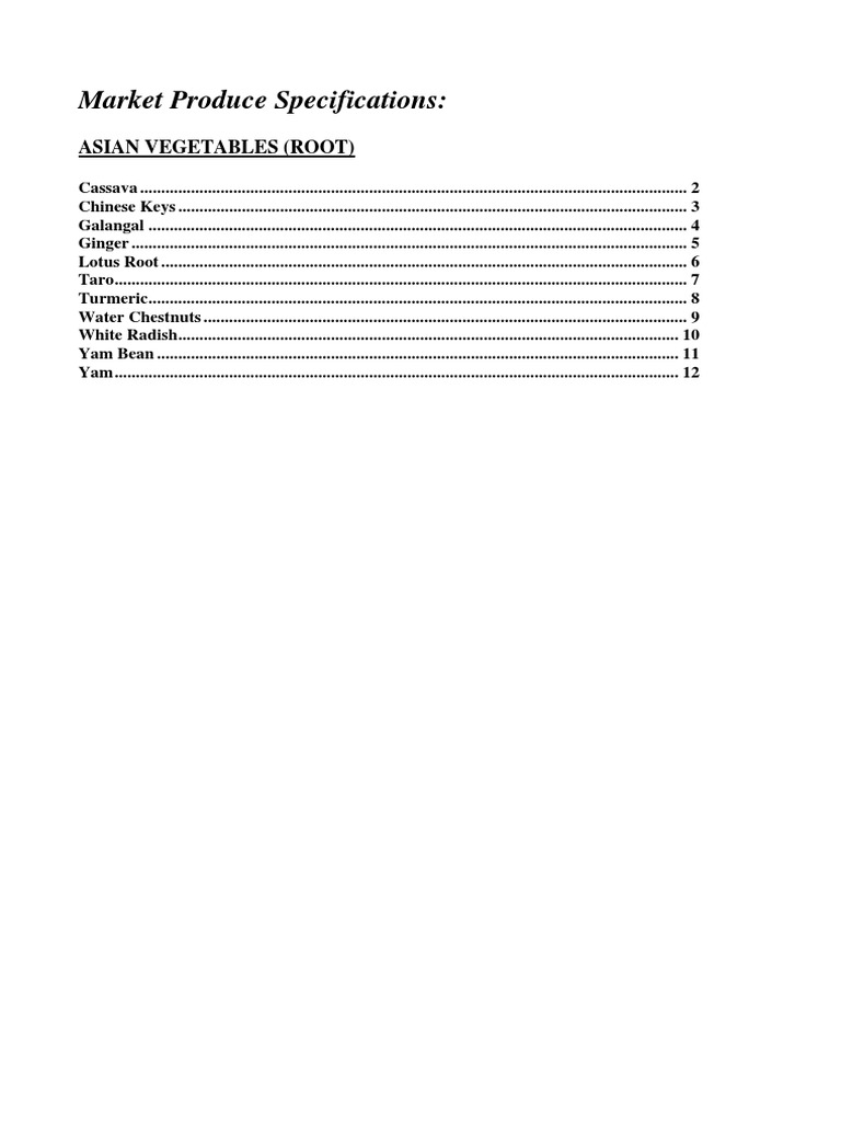 Market Produce Specifications:: Asian Vegetables (Root) | Download Free ...