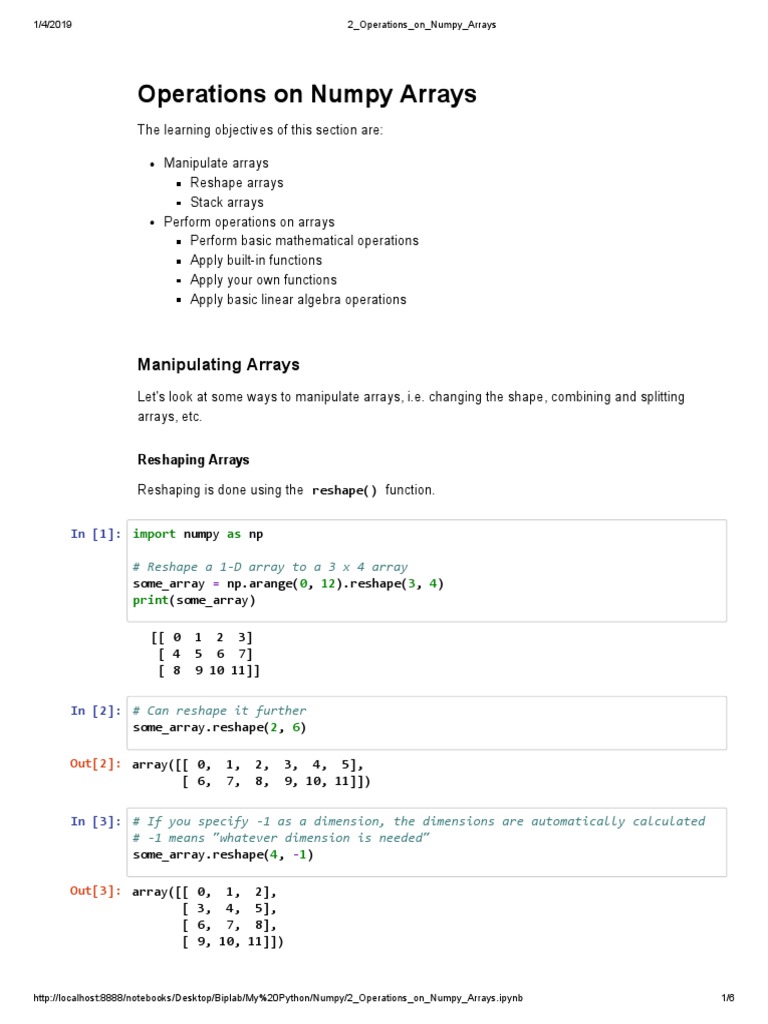 2 Operations On Numpy Arrays | PDF | Matrix (Mathematics) | Eigenvalues ...