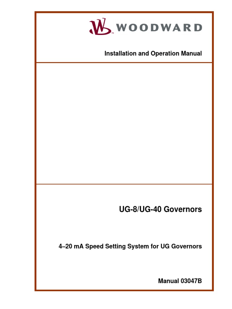 Installation and Operation Manual: UG-8/UG-40 Governors | PDF ...