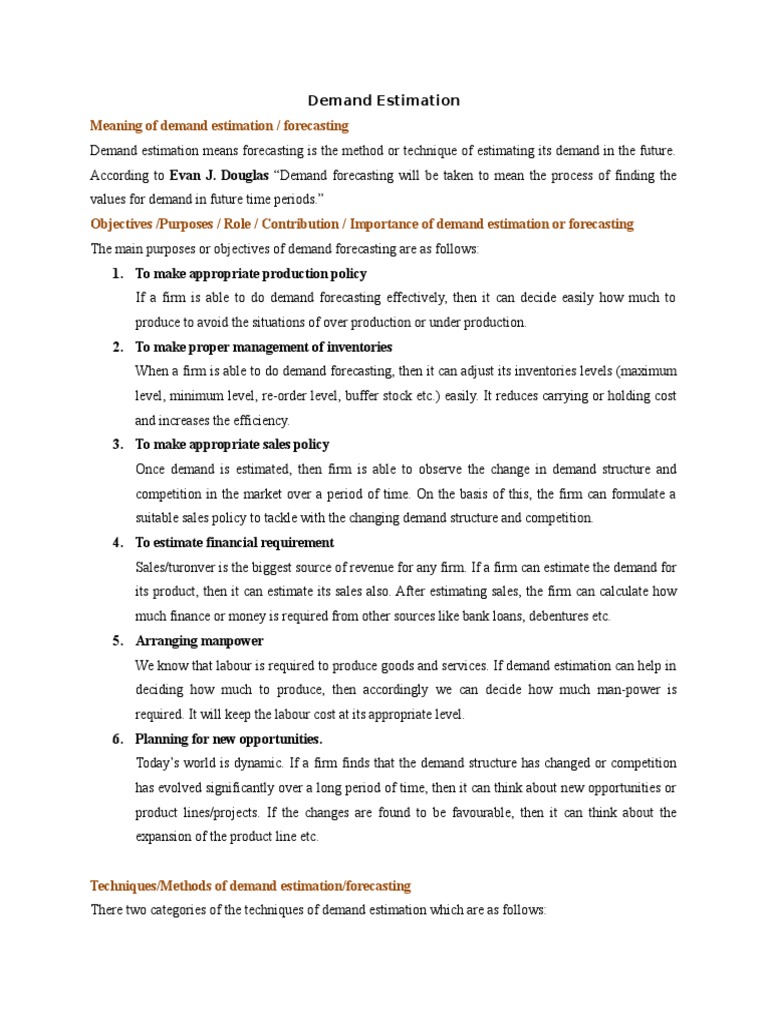 Meaning of Demand Estimation / Forecasting | PDF | Demand | Elasticity (Economics)