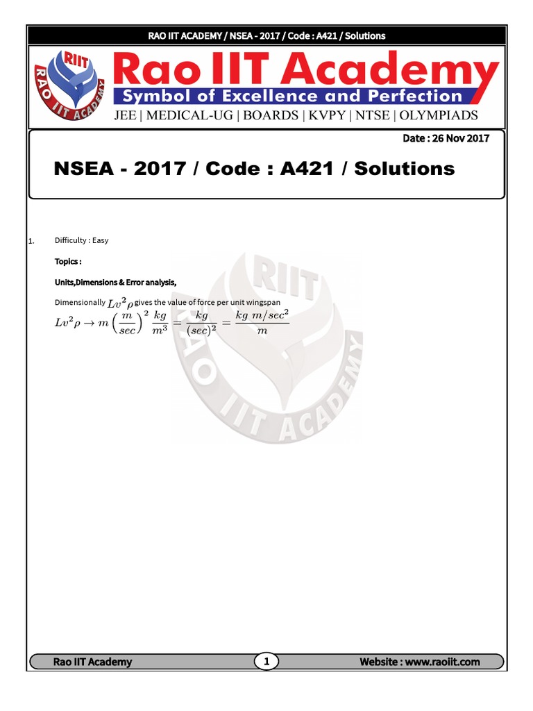 Nsea Official Test Paper 2017 Solutions | PDF | Sun | Cosmic Microwave ...