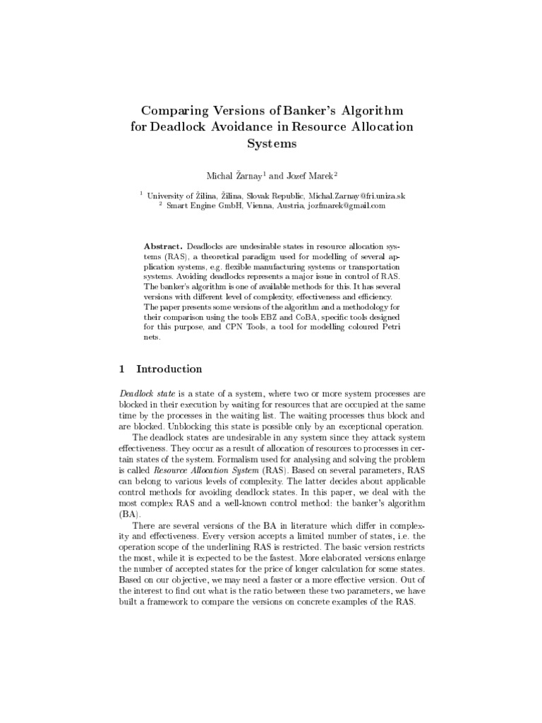 Banker's Algorithm: Deadlock Comparison | PDF | Teaching Mathematics