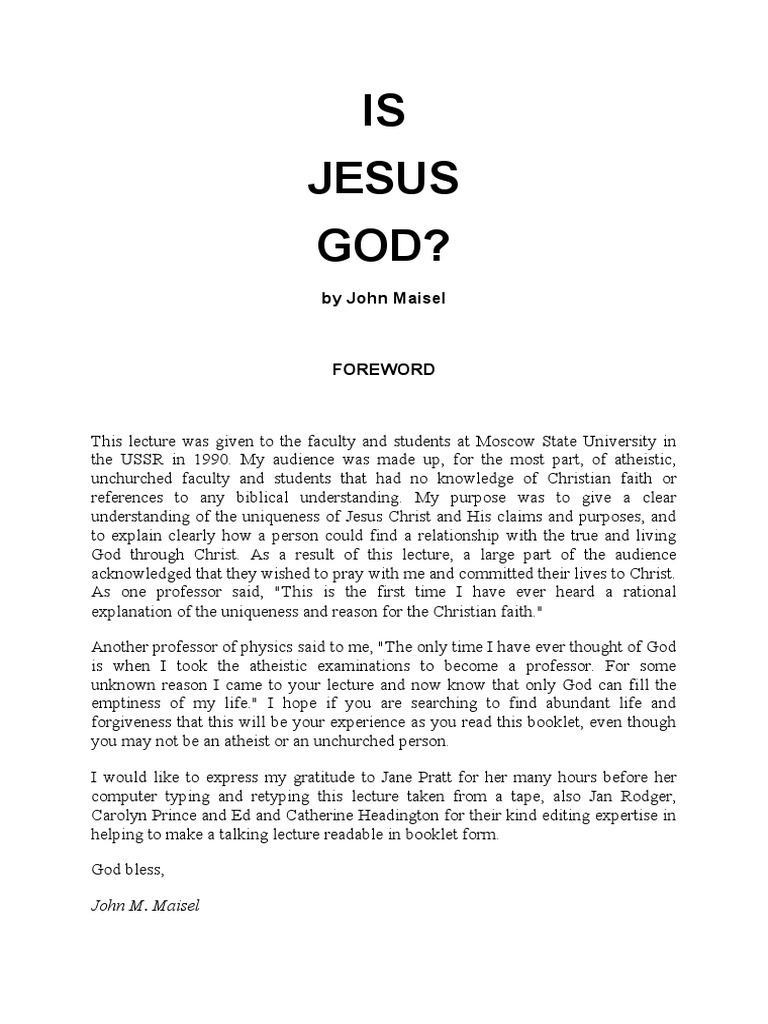 Is Jesus God | PDF | Resurrection Of Jesus | Jesus