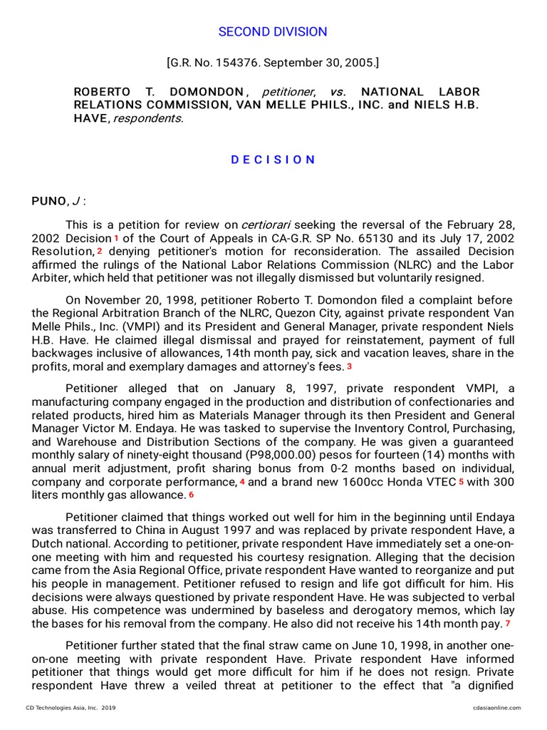 Domondon - v. - National - Labor - Relations PDF | PDF | Employment ...