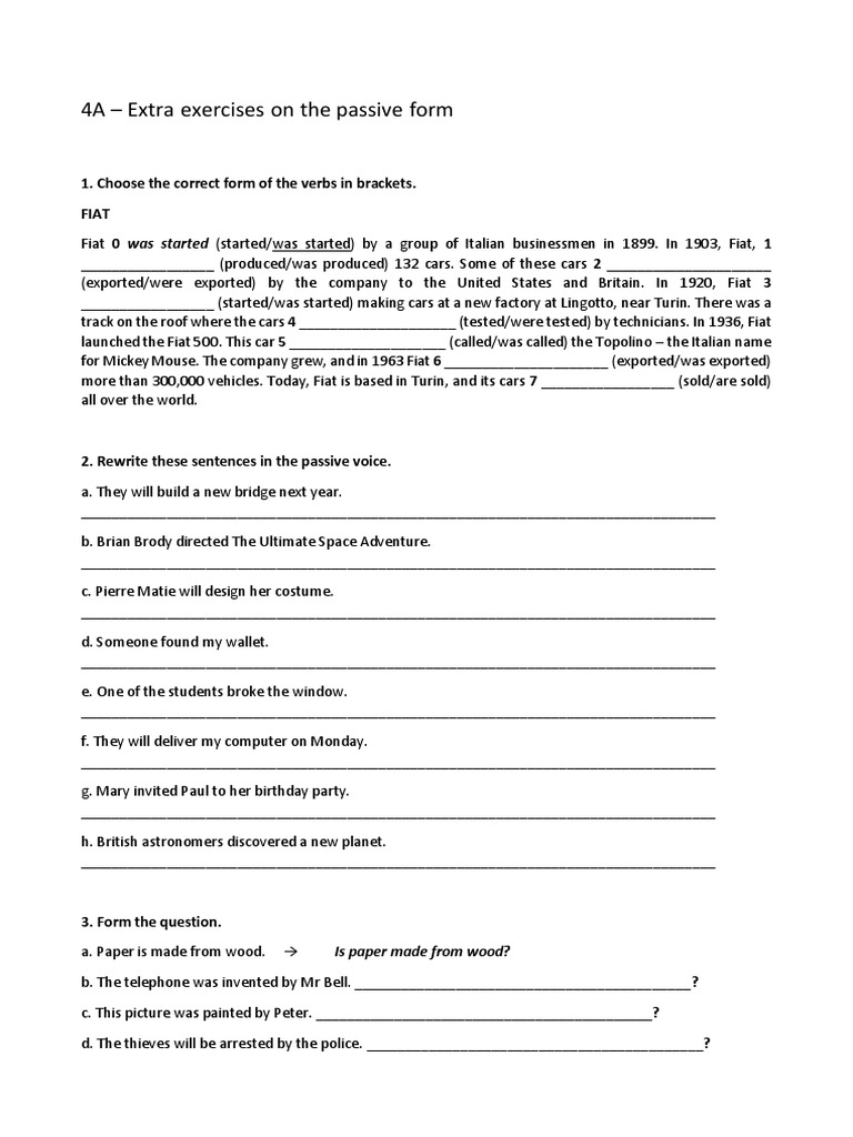 Passive form exercises | PDF