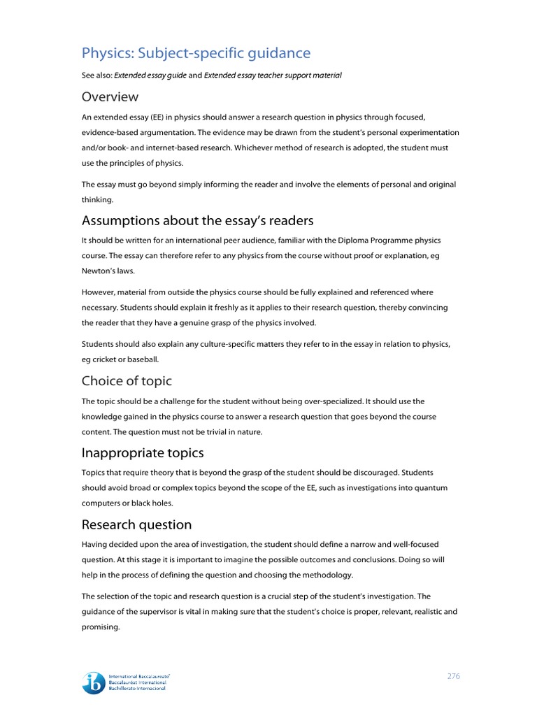 Physics EE Subject Guide | PDF | Essays | Data Analysis