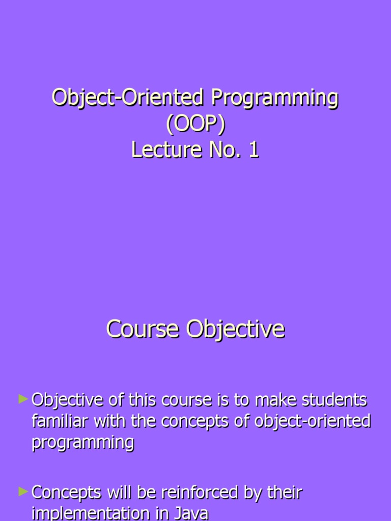 Object Oriented Programming Oop Lecture No 1 Pdf Object Oriented Programming 