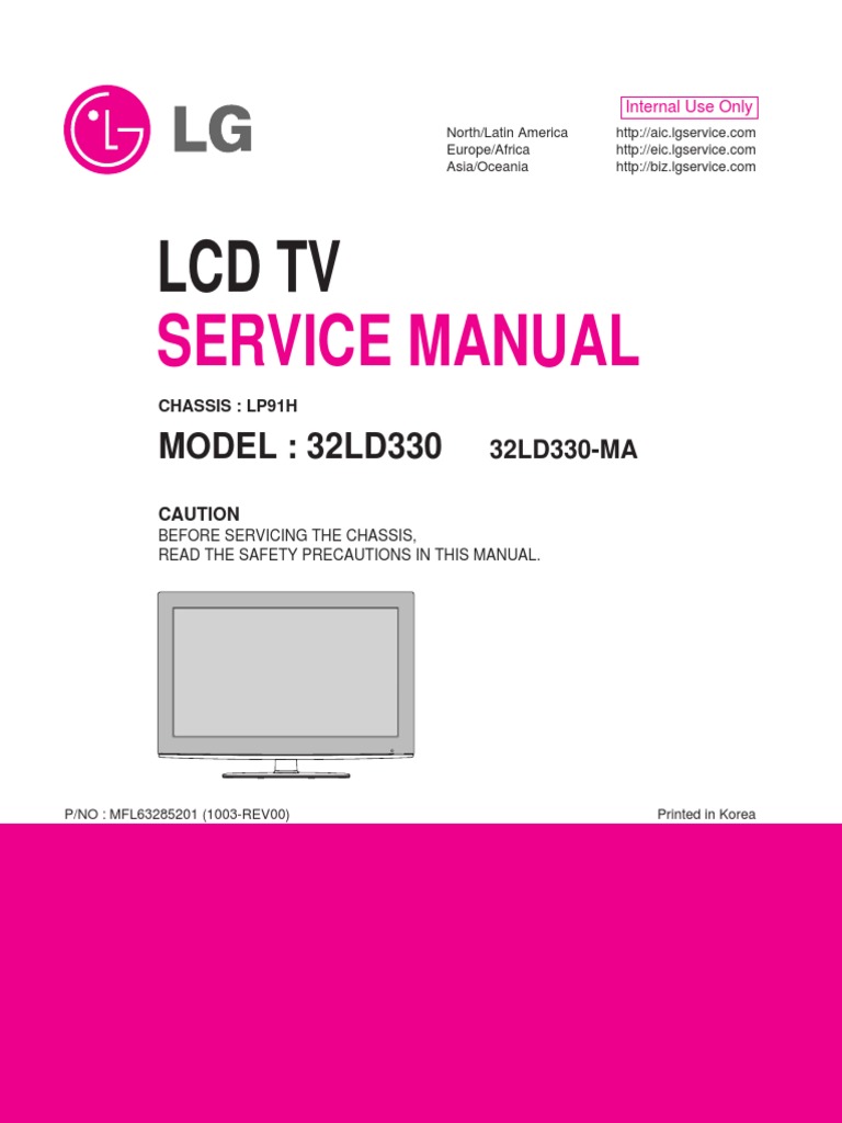 Manual de Servicio TV LG 32LD330 PDF | PDF | Alternating Current | Hdmi