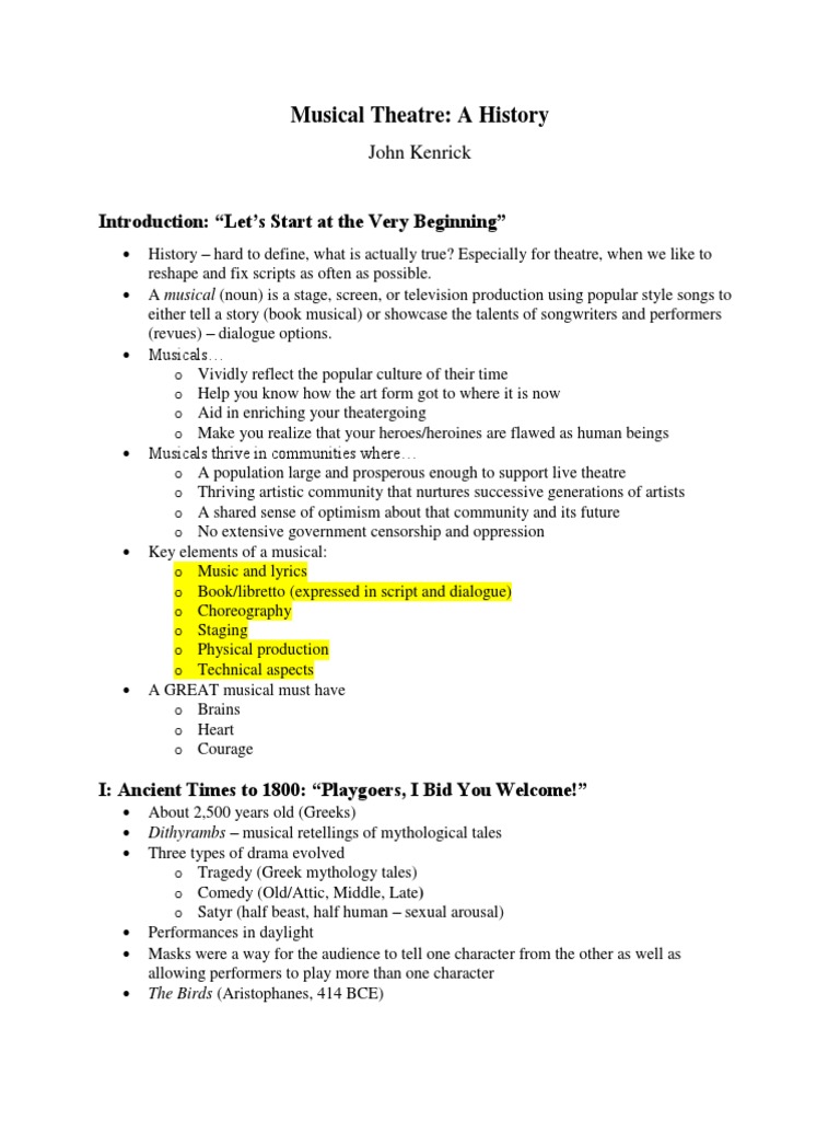 Musical Theatre: A History: Introduction: "Let's Start at The Very ...