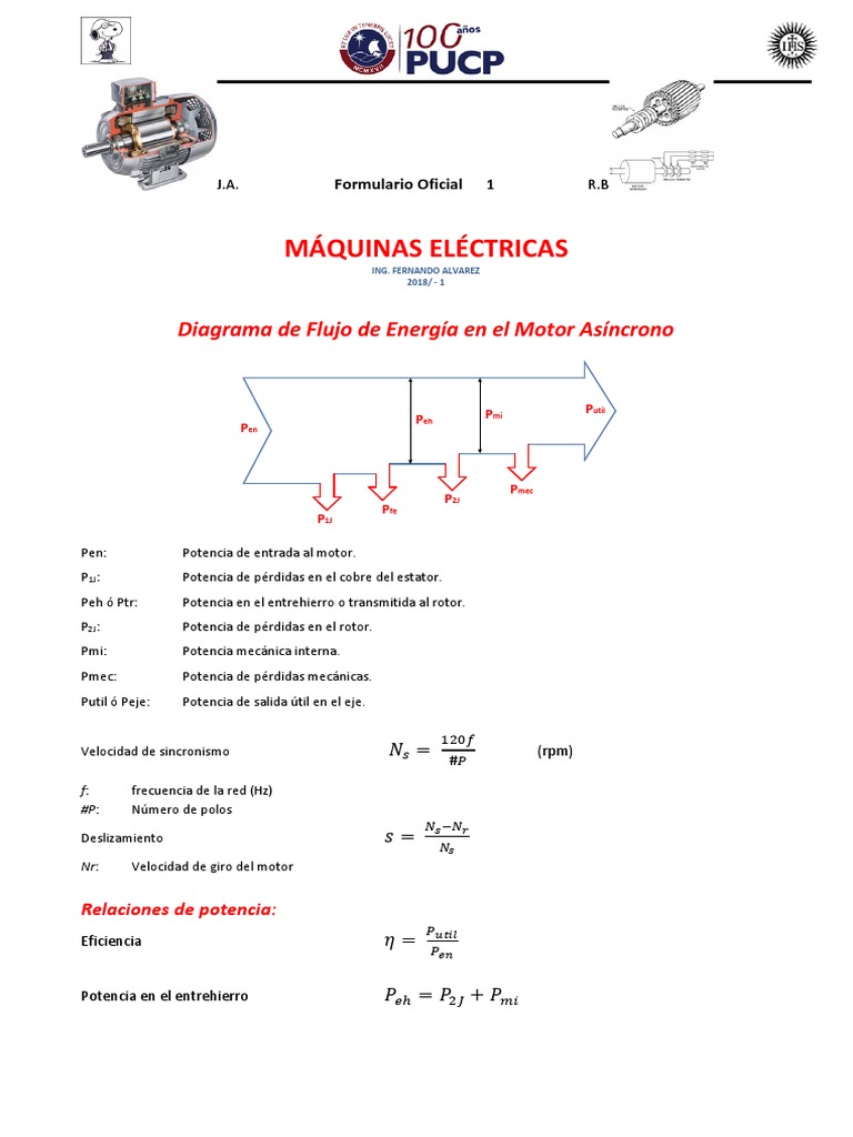 Formulario Motores 2018-1 PDF | PDF | Inductor | Energia electrica