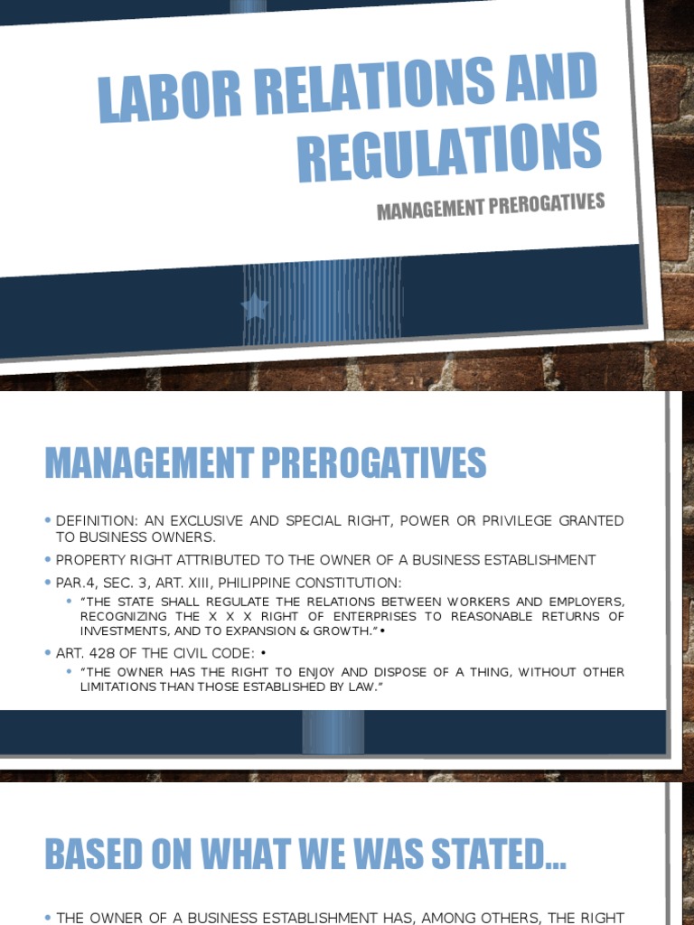 Labor Relations and Regulations: Management Prerogatives | PDF ...