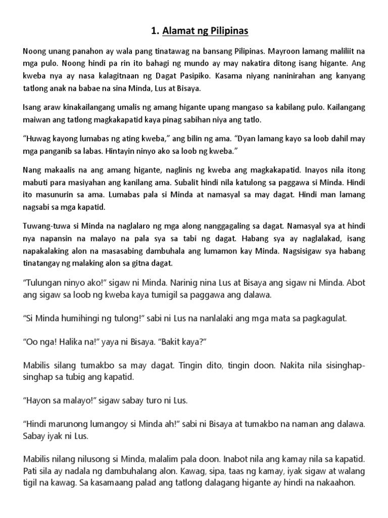 Mga Halimbawa NG Alamat | PDF