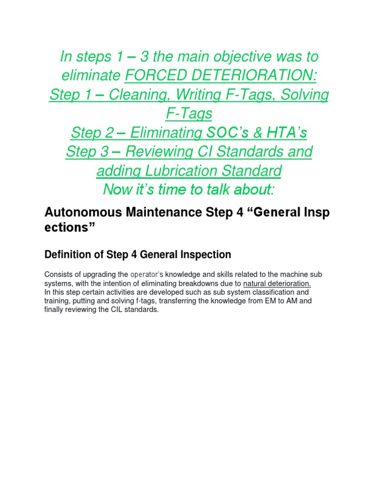 Autonomous Maintenance Step 4 "General Insp Ections" | PDF | Nut ...