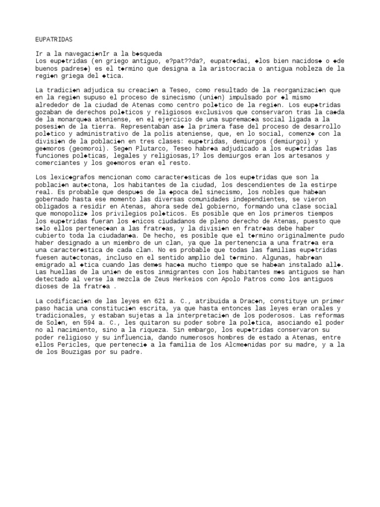 Eupátridas | PDF | Antigua Grecia | Antiguedad clasica