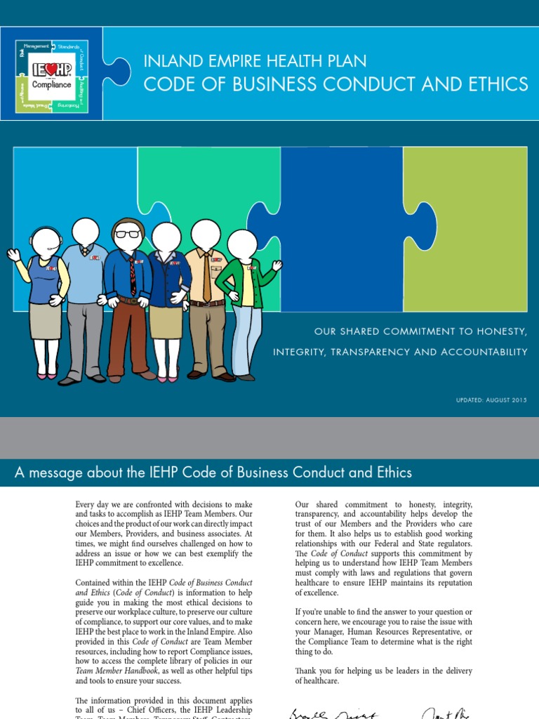 2015 IEHP Code of Business Conduct and Ethics | PDF | Health Insurance ...