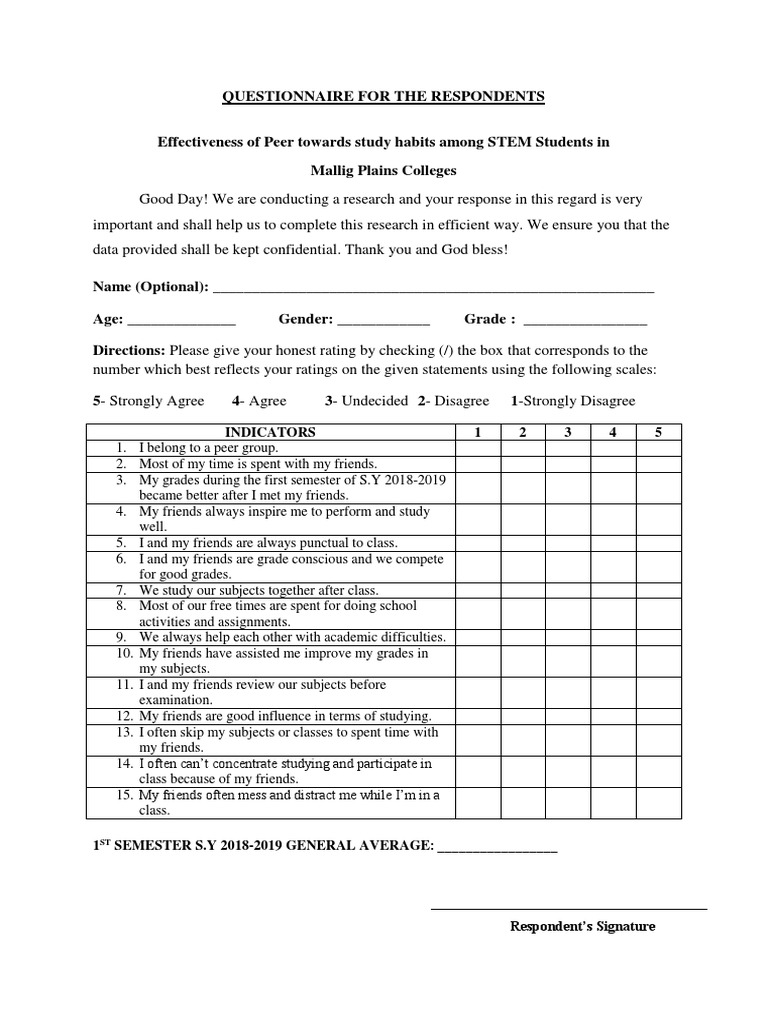 Questionnaire STEM 4 | PDF