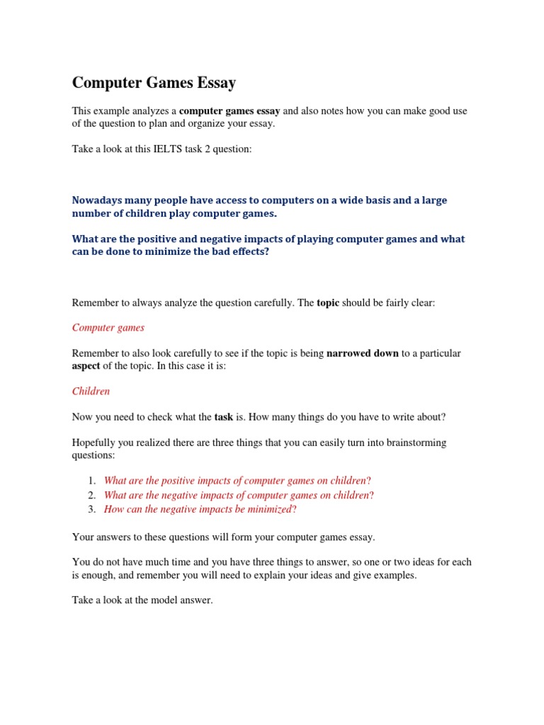 Computer Games Essay2 | PDF | Video Games | Essays