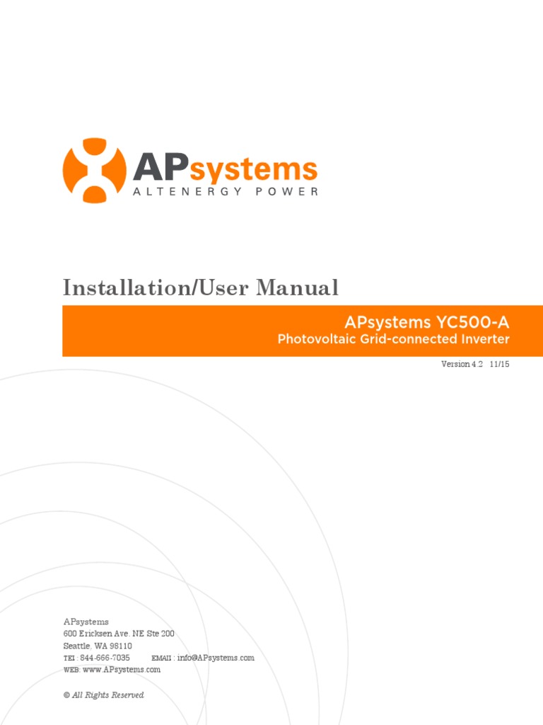 Installation/User Manual: Apsystems Yc500-A | PDF | Solar Panel ...