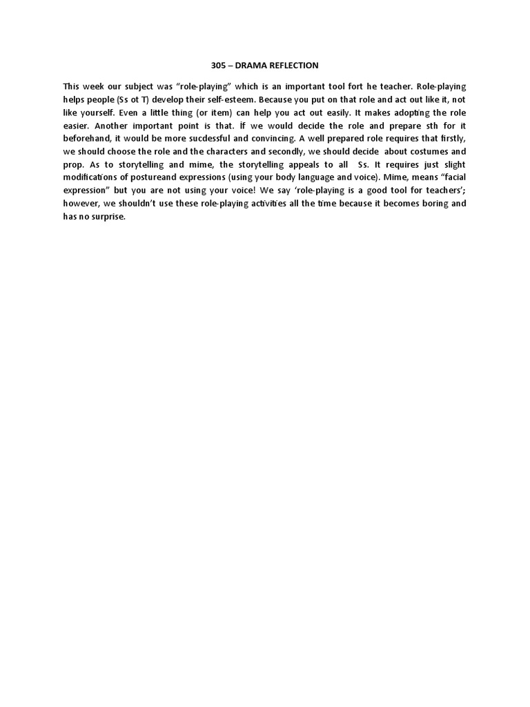 305 Drama Reflection | PDF | Career & Growth | Self-Improvement