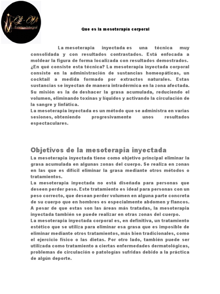 Mesoterapia inyectada: beneficios y riesgos | PDF | Dieta | Medicina ...
