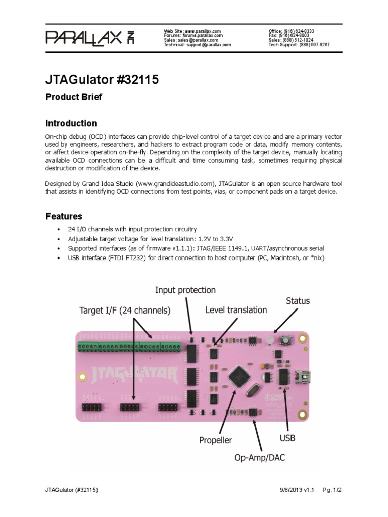 JTAGulator Product Brief 1.1 | PDF | Usb | Computer Data