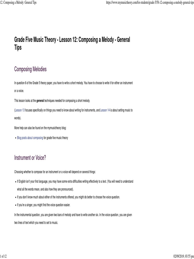 12 Composing A Melody - General Tips | PDF | Minor Scale | Musical ...