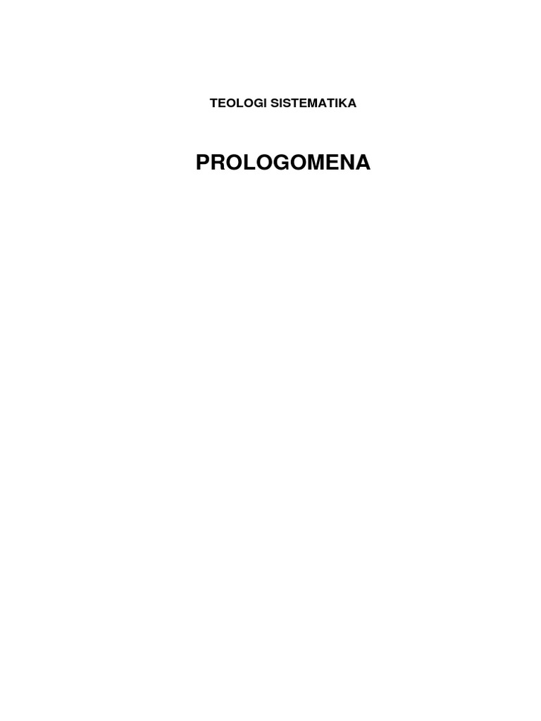 Prolegomena Teologi Sistematika | PDF