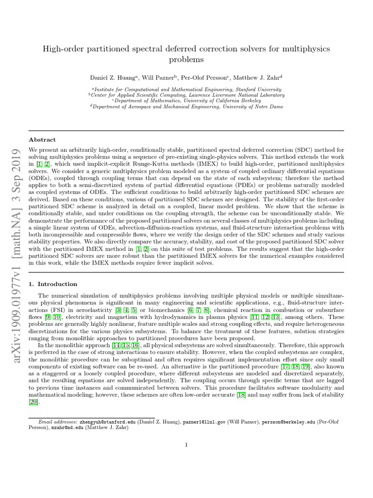 High-Order Partitioned Spectral Deferred Correction Solvers For Multiphysics Problems | PDF ...