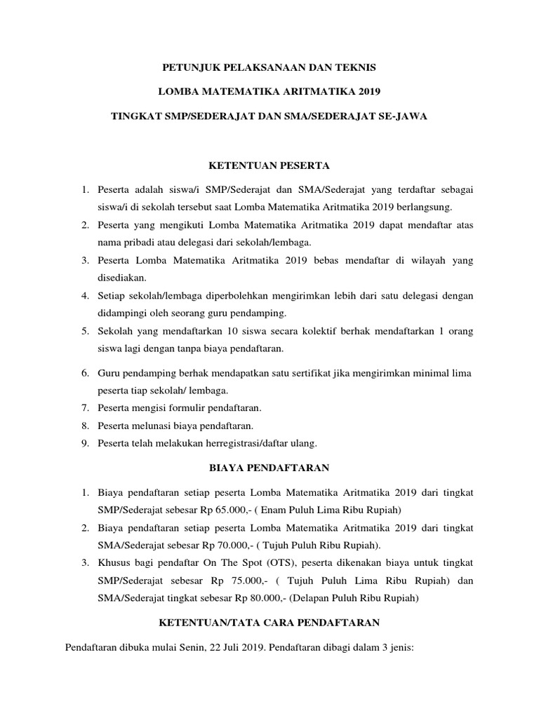 Petunjuk Teknis Lomba Aritmatika Jilid Viii | PDF