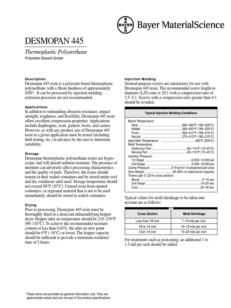 Understanding the Properties and Processing of Desmopan 445 ...