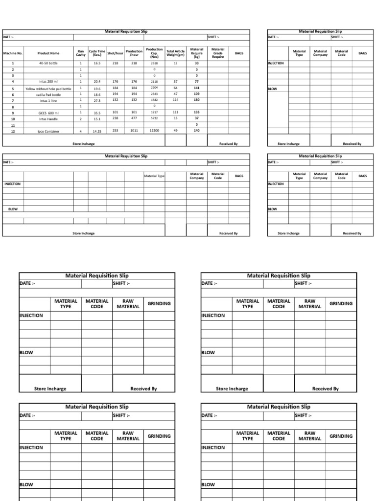 Material Requisition Slip Template | PDF | Nature