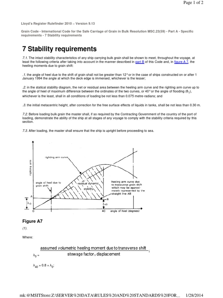 IMO Grain Code Stability Requirements | PDF | Transport | Business