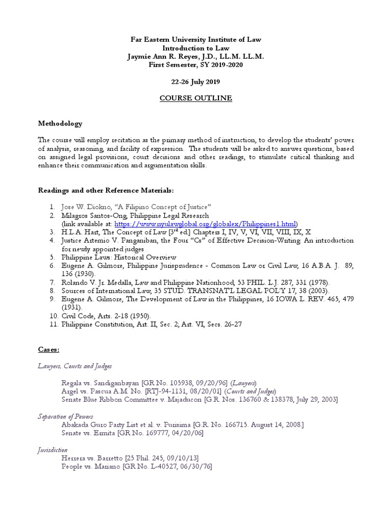 Intro To Law Syllabus - Law | PDF | Public Sphere | Justice